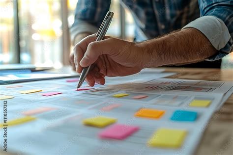 색상 메모를 활용한 업무 기획 Ai 생성 스톡 사진 Adobe Stock
