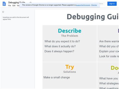 Cs Fundamentals Debugging Guide Handout For Kindergarten