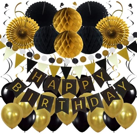 Комплект за украса за рожден ден 41 елемента Черен златист бял Emag Bg