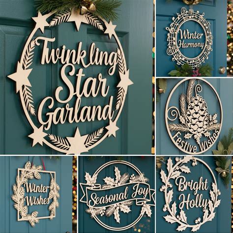 Christmas Door Hanger Bundle Holiday Laser Files For Wooden Signs Cnc