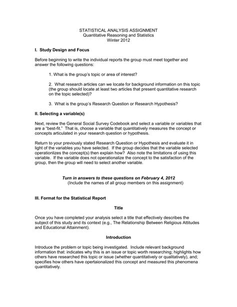 Statistical Analysis Assignment