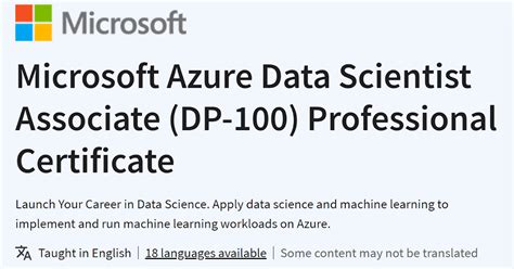 Microsoft Azure Data Scientist Associate Dp 100 Professional Certificate ~ Computer Languages