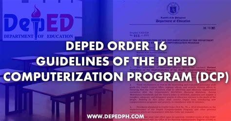 Deped Order 16 Guidelines On The Implementation Of The Department Of Education Computerization