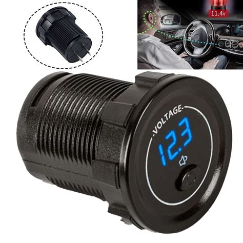 Led Panel Digital Voltage Meter Low Voltage Alarm For Motorbike Car