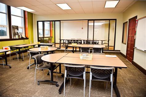 Flexible Classroom With Flipper Tables And Stackable Chairs The