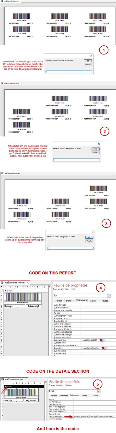 microsoft access printpreview shows the blank spaces but print does not