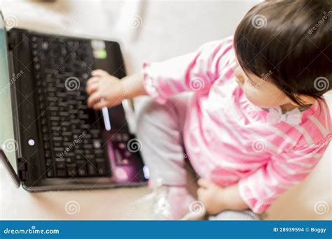 Baby Working On Laptop Stock Photo Image Of Baby Laptop