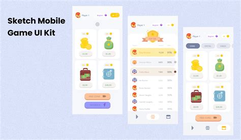 Sketch Mobile Game UI Kit Free Figma XD Sketch UI Design File Website Templates Dashboard