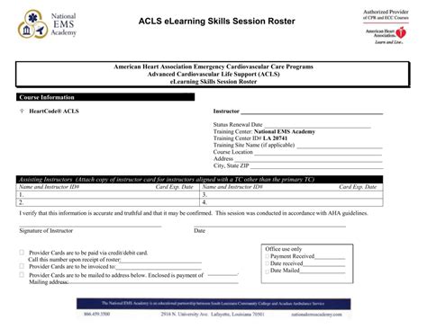 Microsoft Word Aha Elearning Acls Skills Session Roster