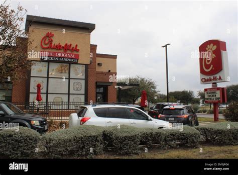 The Drive Thru Of A Chick Fil A Fast Food Restaurant In San Antonio