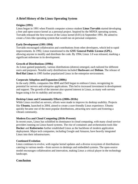 A Brief History Of The Linux Operating System Pdf
