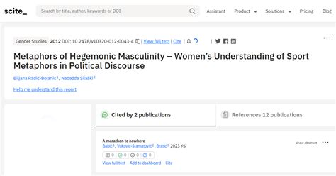 Citation Report Metaphors Of Hegemonic Masculinity Womens