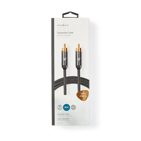 Subwoofer Cable Rca Male Rca Male Gold Plated M Round Mm Anthracite Gun