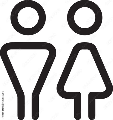 Lady And Gentleman Toilet Signs Man Woman Symbols Isolated Thin Line