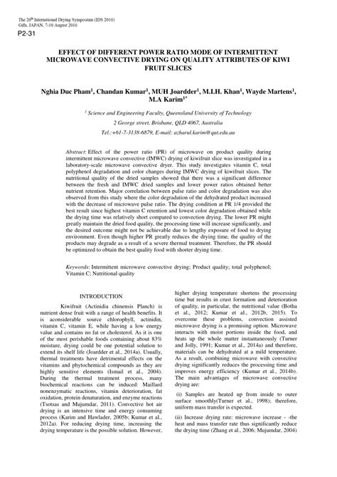 Pdf Effect Of Different Power Ratio Mode Of Intermittent Microwave