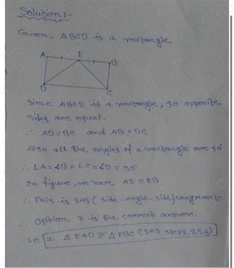 Solved Given ABCD Is A Rectangle Which Of The Following Proves EAD EBC ABCD Is A Recta