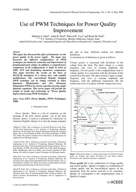 PDF Use Of PWM Techniques For Power Quality Improvement