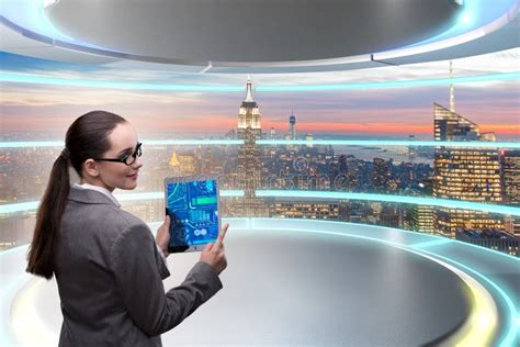 The Businesswoman With Tablet In Data Mining Concept Stock Image