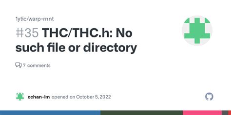 THC THC H No Such File Or Directory Issue Ytic Warp Rnnt GitHub