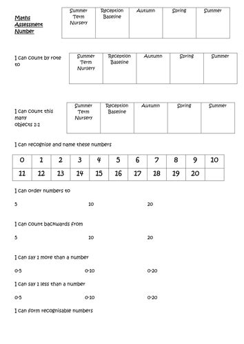 Eyfs Reception Maths Assessment Teaching Resources