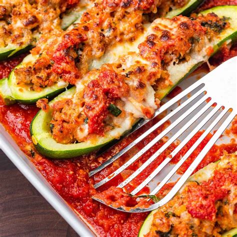 Sausage Stuffed Zucchini Boats Sip And Feast
