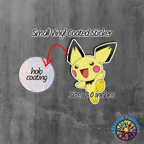 Pichu Sticker Holographic Pikachu Decal Pokémon Vinyl Coated Sticker Etsy