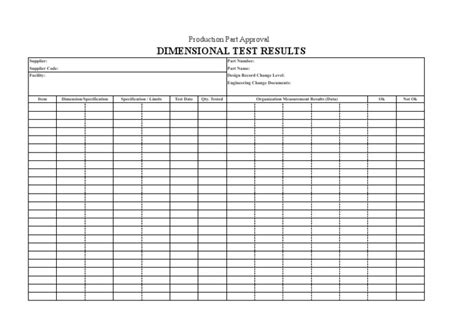 Ppap Dimensional Results Sample Pdf