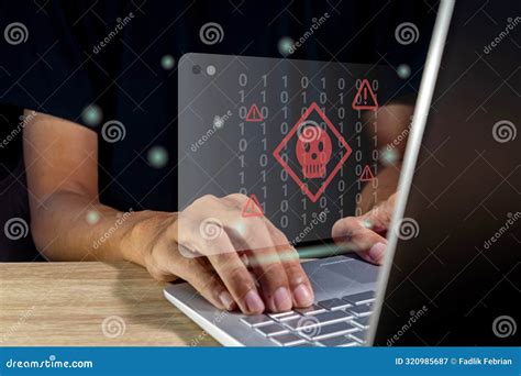 Hacker Or Cyber Criminal With Laptop Stealing User Personal Data Internet Phishing Concept