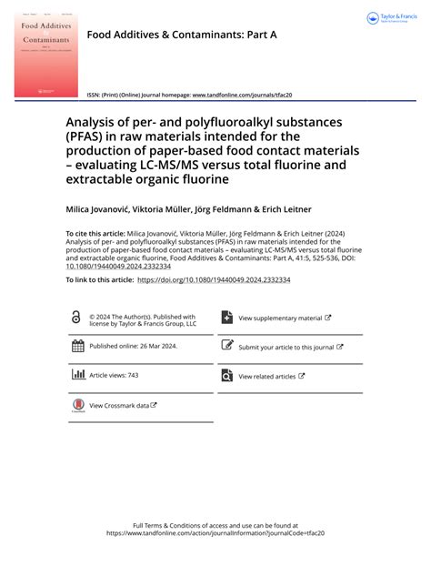 Pdf Analysis Of Per And Polyfluoroalkyl Substances Pfas In Raw