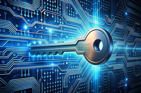 A Digital Key Unlocking A Vault Of Encrypted Data Symbolizing Cybersecurity Premium Ai