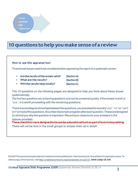 Casp Pdf Systematic Review Question