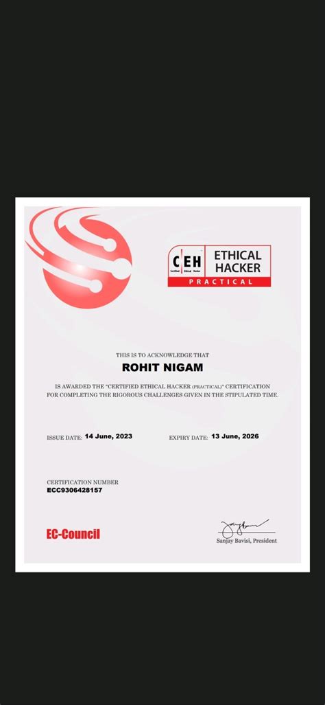 Cybersecurity Career Experience Ethicalhacker Cehv12… Rohit Nigam 16 Comments