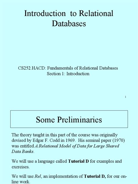 rdb fundamentals 1 intro pdf relational model relational database