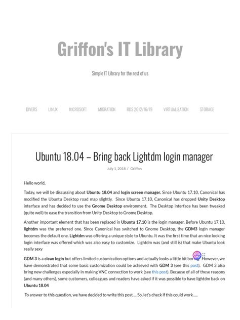 ubuntu 18 04 bring back lightdm login manager griffon s it library