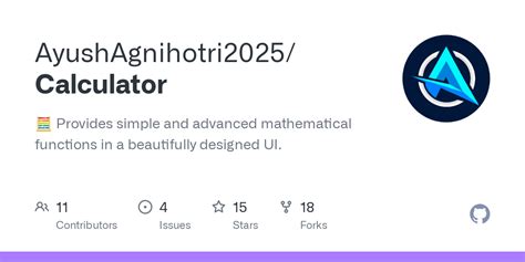 GitHub AyushAgnihotri Calculator Provides Simple And Advanced Mathematical Functions In