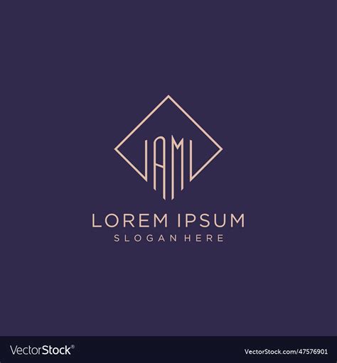 Initials Am Logo Monogram With Rectangle Style Vector Image