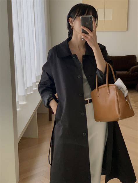 아이당일 간절기 루즈핏 여자 트렌치코트 프렌치 바바리 롱코트 3color 아이보리