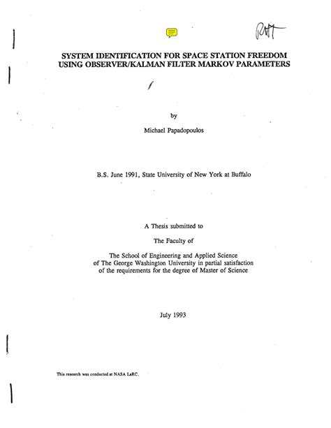 Pdf System Identification For Space Station Freedom Using Observer