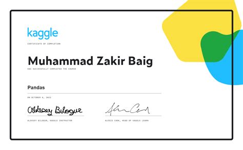 Muhammad Zakir Baig Completed The Pandas Course On Kaggle