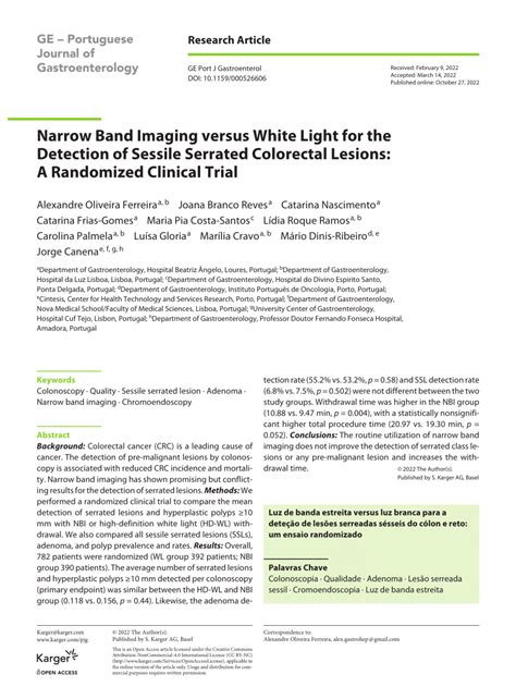 Pdf Narrow Band Imaging Versus White Light For The Detection Of Sessile Serrated Colorectal