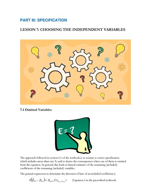 Lesson 7 Choosing The Independent Variables Part Iii Specification Lesson 7 Choosing The