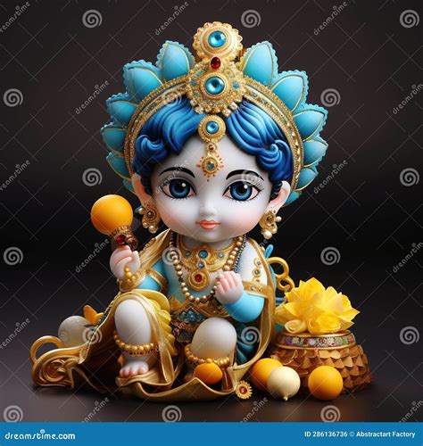 Bal Krishna Laddu Gopal Beautiful Cloths And Jewelry Krishna Janmashtami Generative Ai Stock