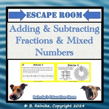 Adding And Subtracting Fractions Mixed Numbers Escape Room NF NF