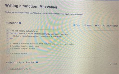 Solved Writing A Function Maxvalue Write A Local