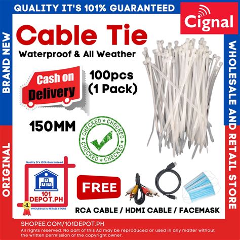Original Cignal Cable Tie Standard White 100pcs 1 Pack