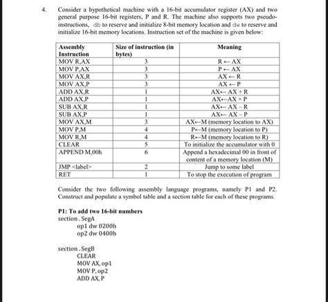 4 consider a hypothetical machine with a 16 bit