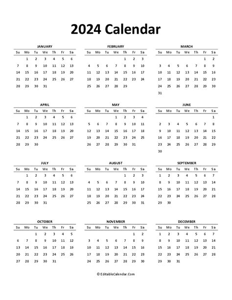 Printable Calendar 2024 2024 Monthly Calendar Printable Calendar