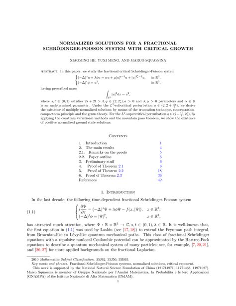 Pdf Normalized Solutions For A Fractional Schrodinger Poisson System With Critical Growth