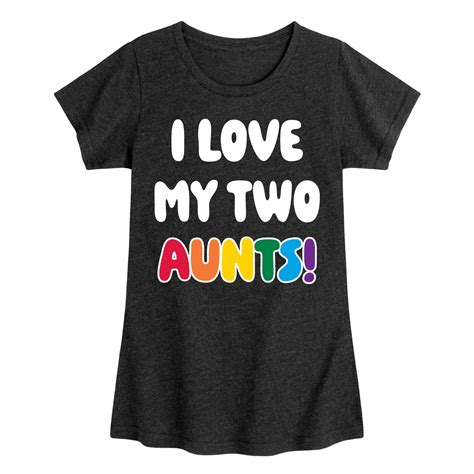 Instant Message I Love My Two Aunts Girls Fitted Short Sleeve Tee