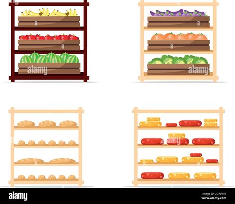 Selling Food Flat Vector Objects Set Stock Vector Image And Art Alamy